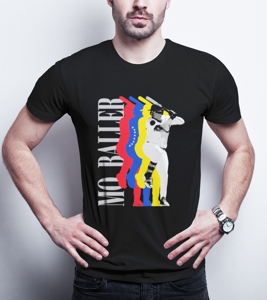 Mo Baller Venezuela Flag Baseball Batting Pose T-Shirt