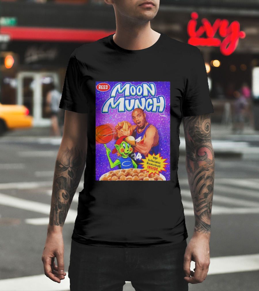 Reed Moon Munch Basketball Cereal Charles Barkley Phoenix Suns Magic T-Shirt