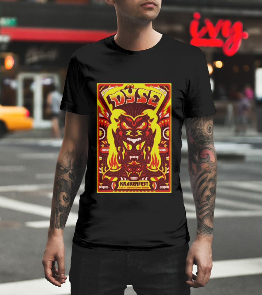Dyse Krakenfest 01.05.26 Groovestation Dresden Bold Psychedelic Demon T-Shirt