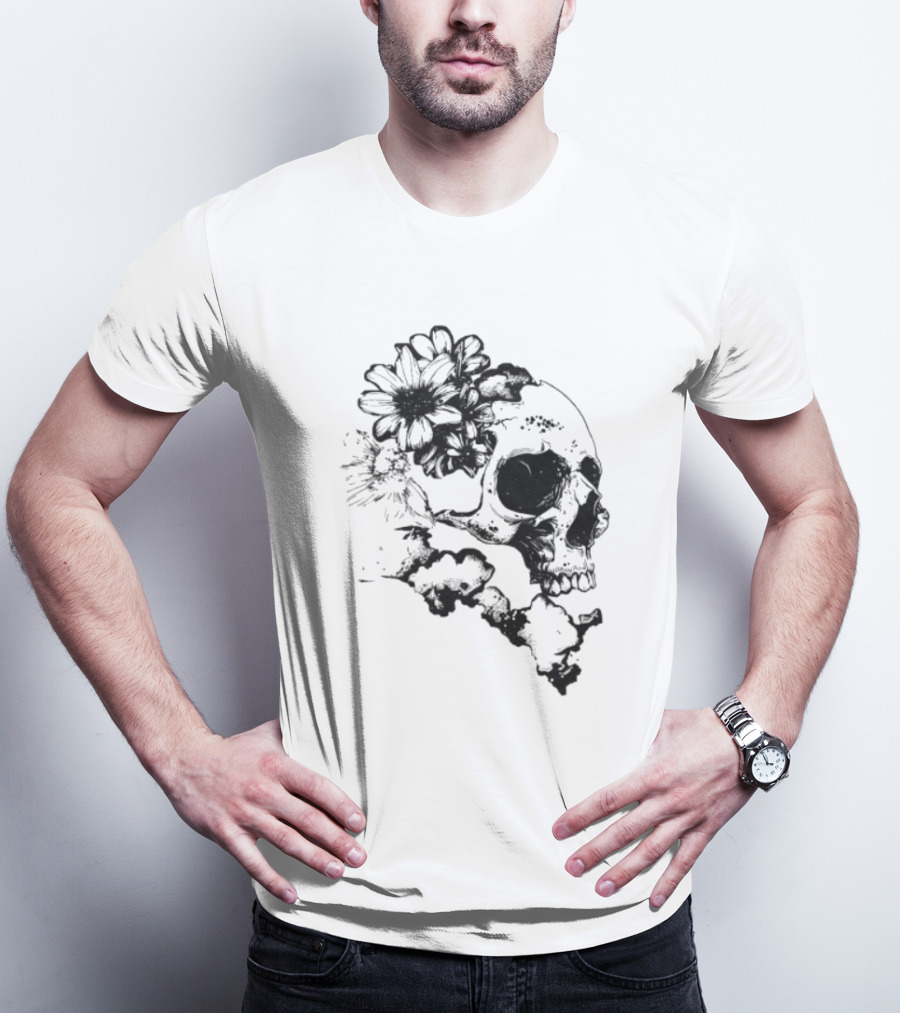 Emery Blooming Skull Watermelon Floral Aesthetic T-Shirt