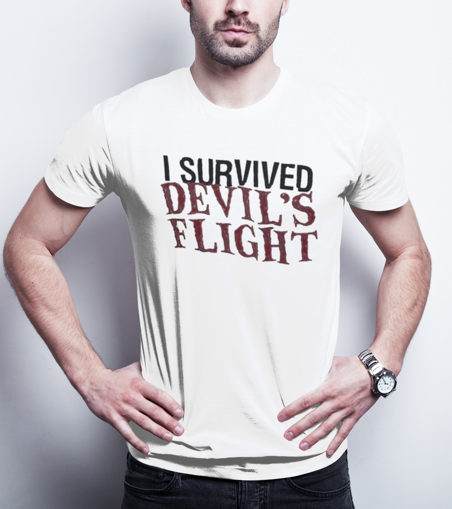 I Survived Devil's Flight Text In Bold Red Horror Font T-Shirt