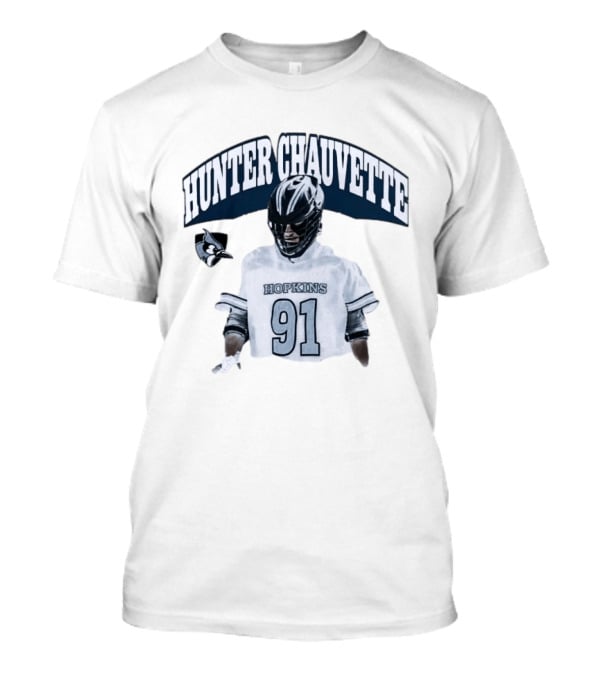 Hopkins Blue Jays Hunter Chauvette 91 Jersey T-Shirt