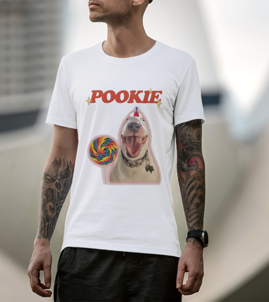 MisterMainer Pookie Bull Terrier Dog With Lollipop T-Shirt