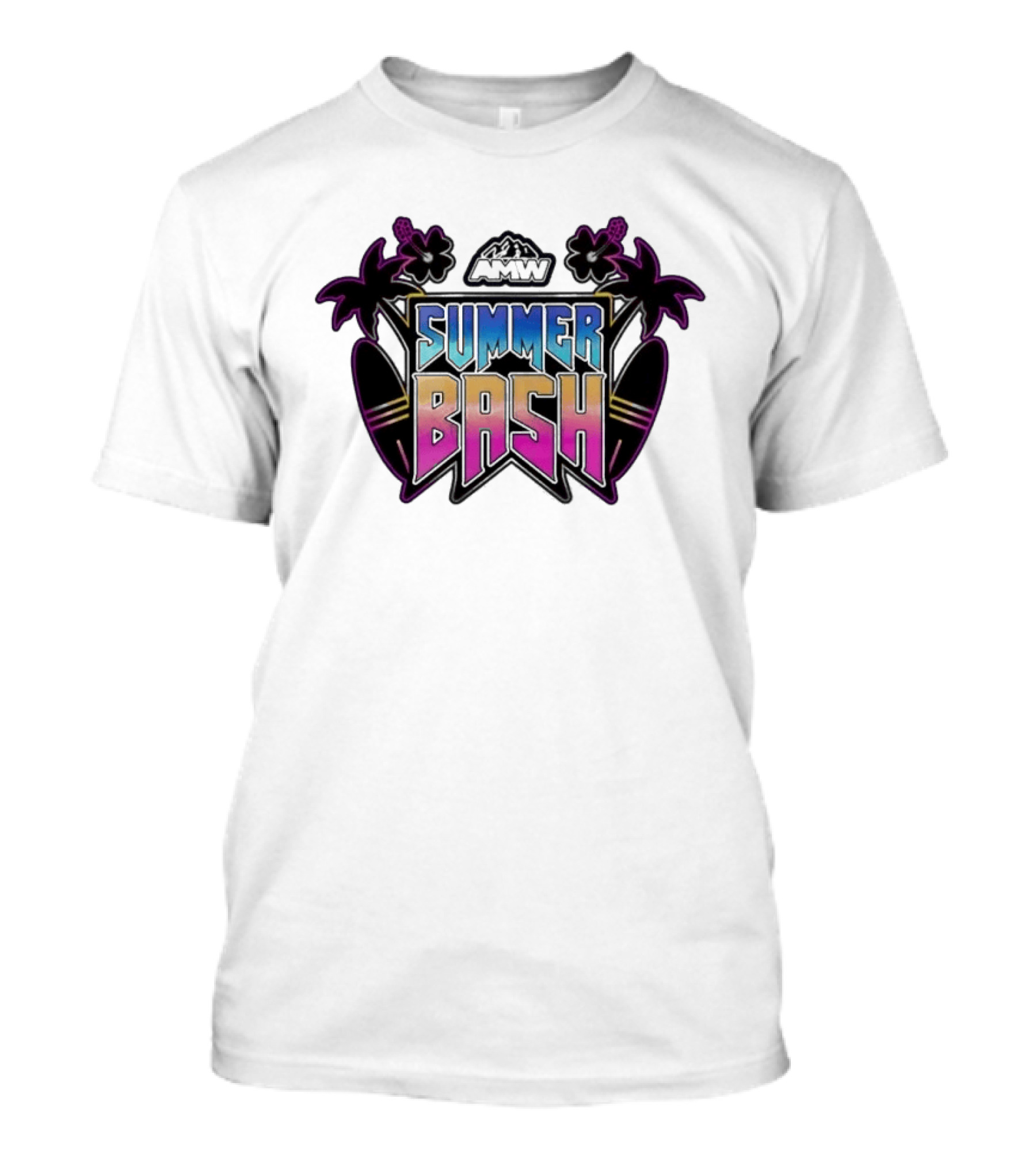 AMW Summer Bash Tropical Vibes With Palm Trees And Surfboards T-Shirt