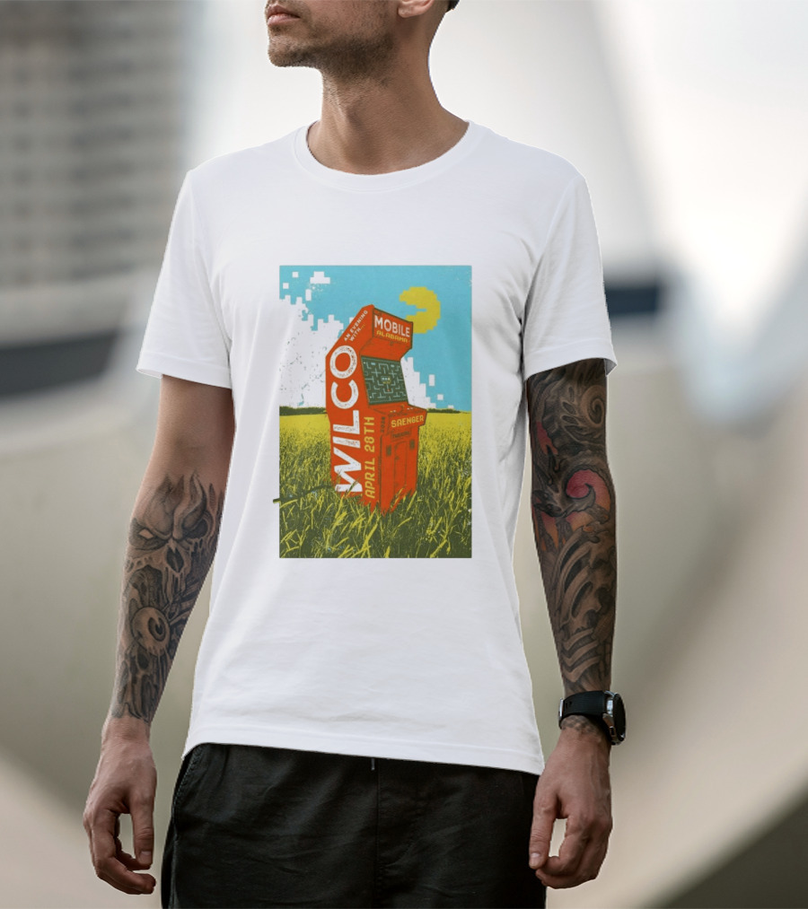 Wilco Saenger Mobile Alabama April 28th Arcade Retro Concert T-Shirt