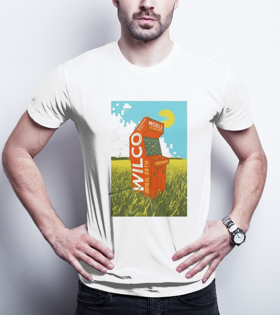 Wilco Saenger Mobile Alabama April 28th Arcade Retro Concert T-Shirt