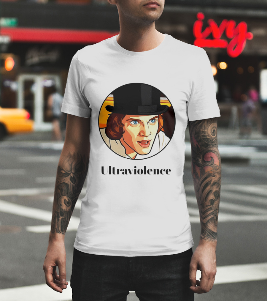 Alex DeLarge Ultraviolence Portrait Work Orange T-Shirt