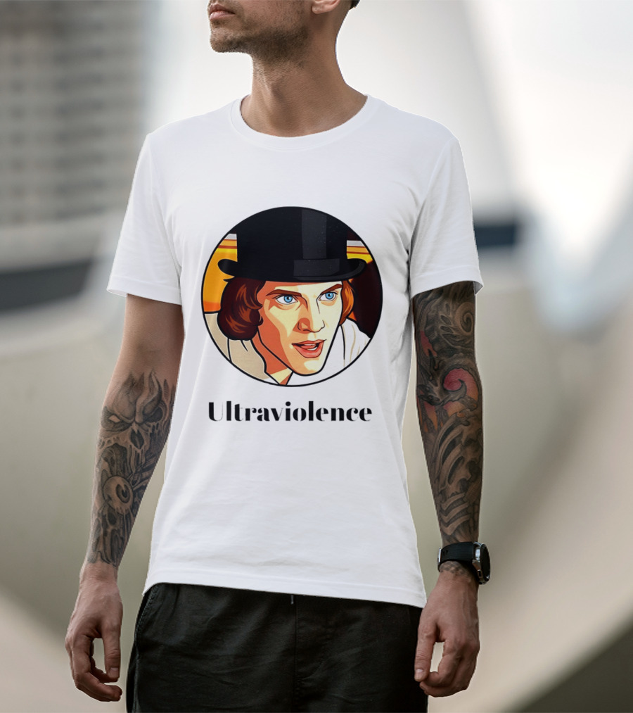 Alex DeLarge Ultraviolence Portrait Work Orange T-Shirt