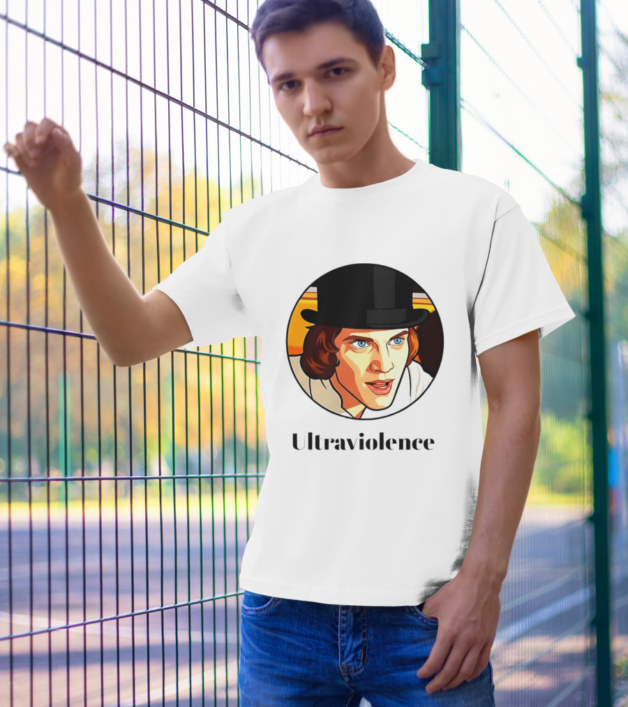 Alex DeLarge Ultraviolence Portrait Work Orange T-Shirt