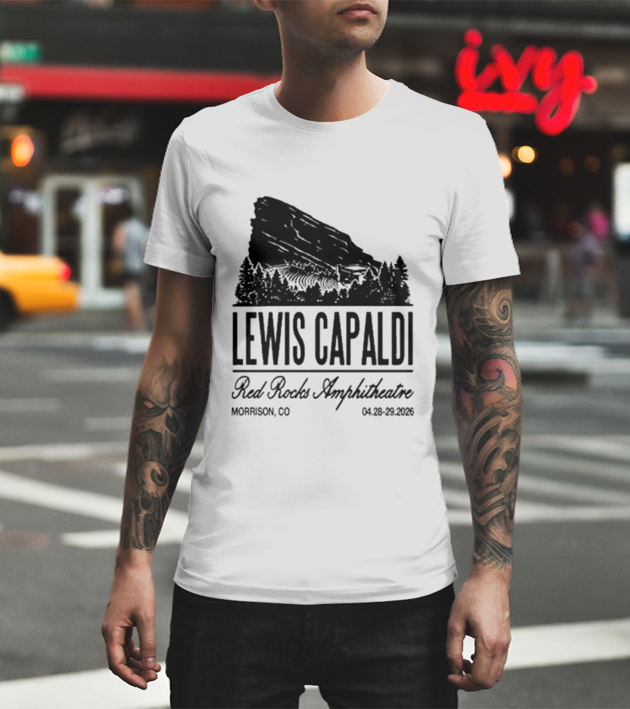 Lewis Capaldi Red Rocks Amphitheatre Morrison CO Apr 28 29 2026 T-Shirt