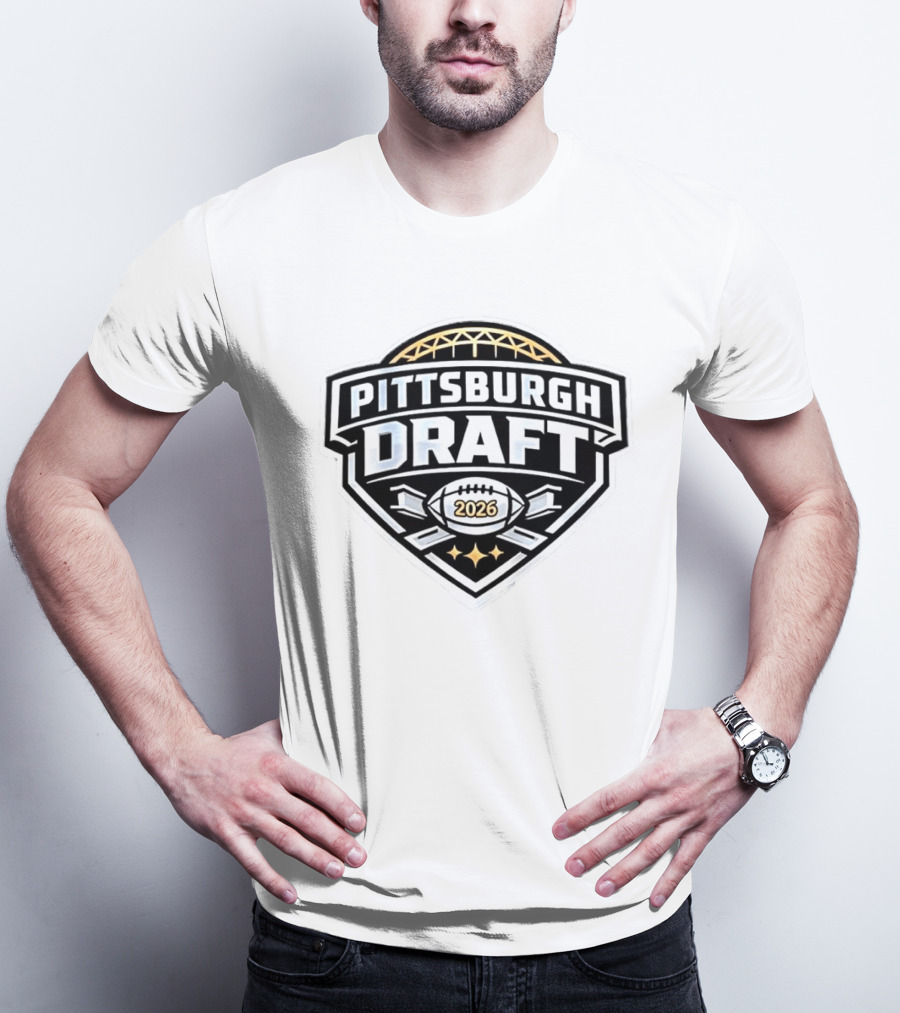 Pittsburgh Steelers Football 2026 Draft Brushed Metal T-Shirt