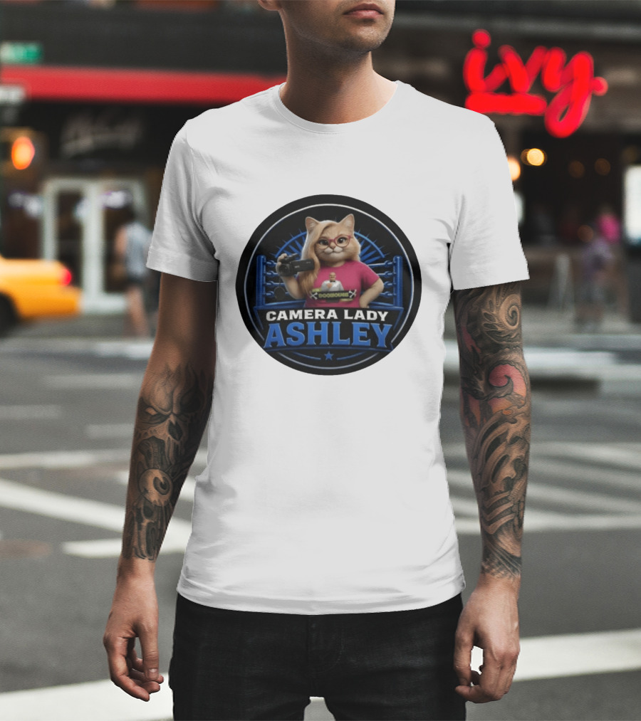 Pro Wrestling Tees Camera Lady Ashley Referee BONE Jones Productions T-Shirt