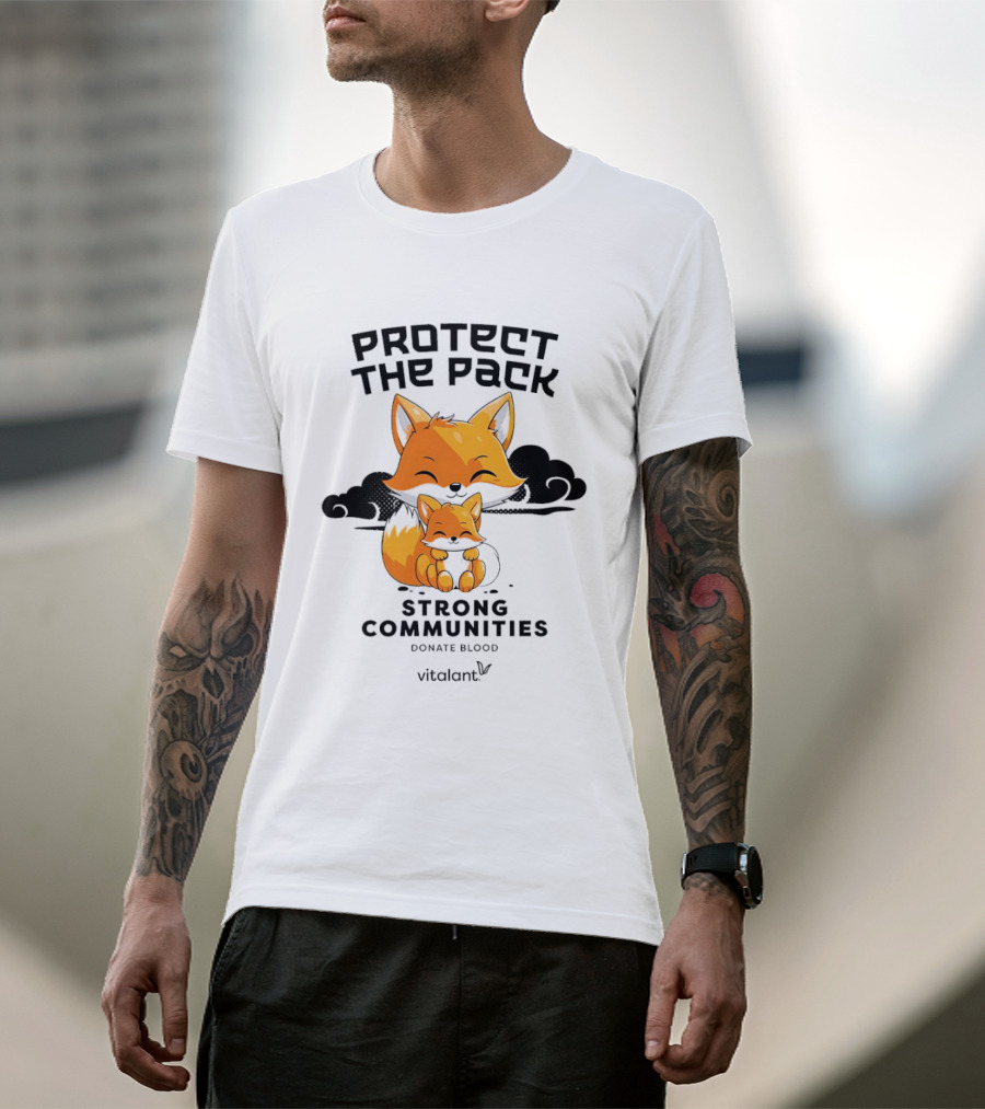 Protect The Pack Strong Communities Donate Blood Vitalant Fox Family T-Shirt