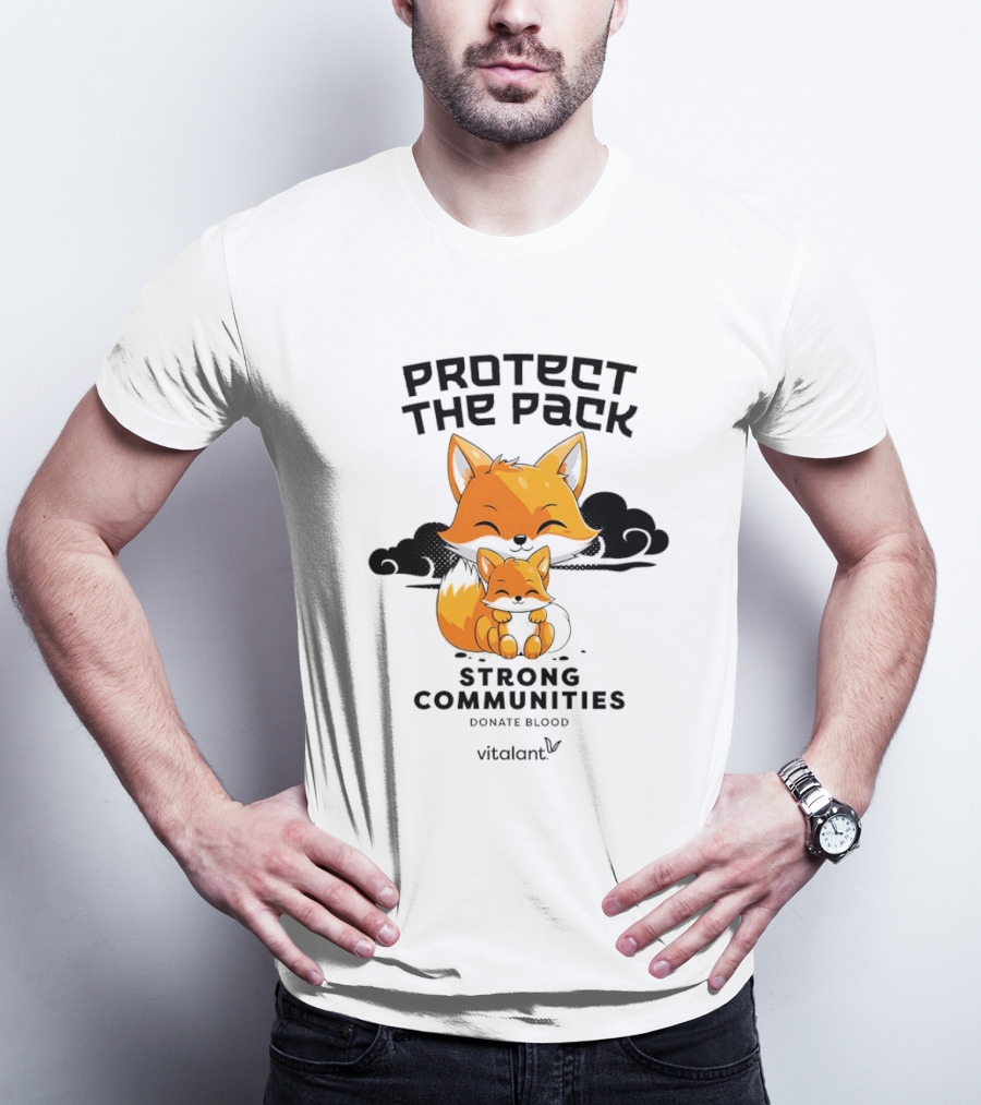 Protect The Pack Strong Communities Donate Blood Vitalant Fox Family T-Shirt