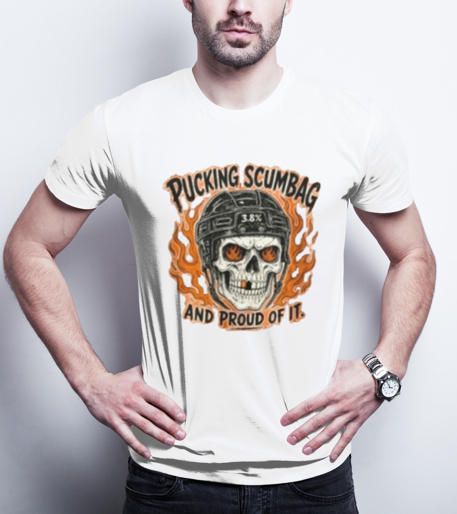 Pucking Scumbag Skull Helmet Flames Proud 38% T-Shirt