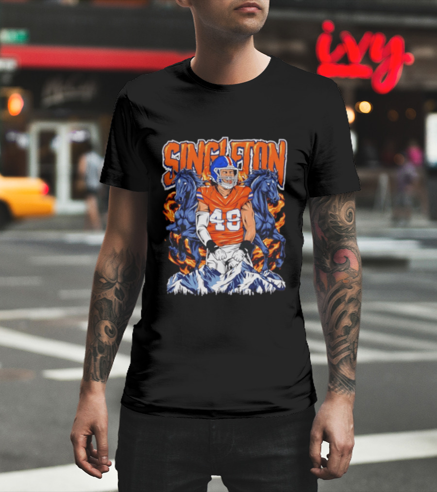 Alex Singleton Denver Broncos Dark Horse 48 Rocky Mountains T-Shirt