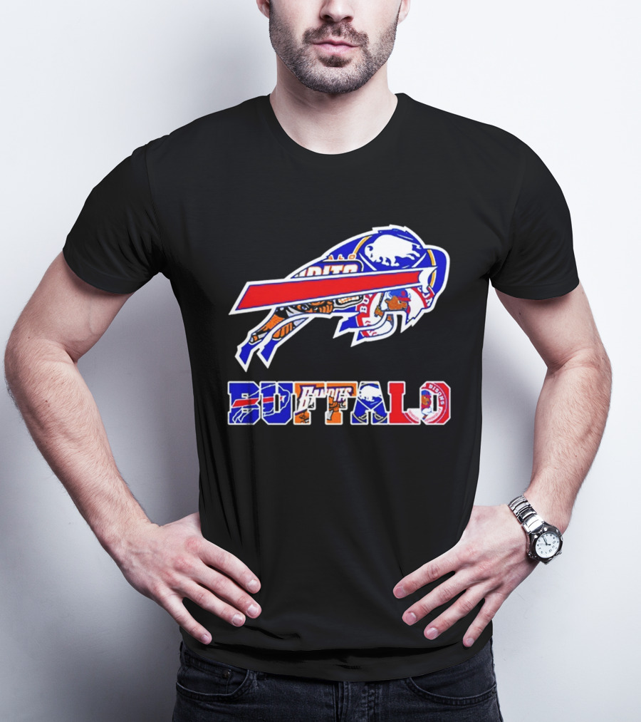 Buffalo Bills Sabres Braves Bandits Bisons Sports Teams Mashup T-Shirt