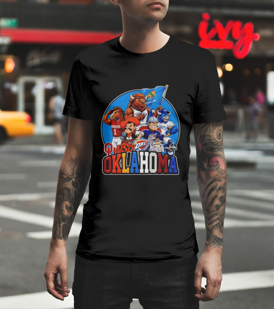 Oklahoma Sooners OSU OKC Thunder Drillers Oilers Mascots Collection T-Shirt