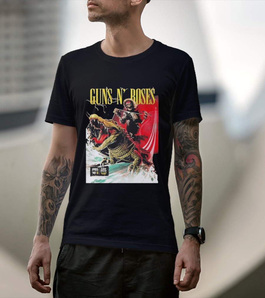 Guns N' Roses F1 Miami Grand Prix Florida 2026 Skeleton Rides Crocodile Hard Rock Live April 30 T-Shirt