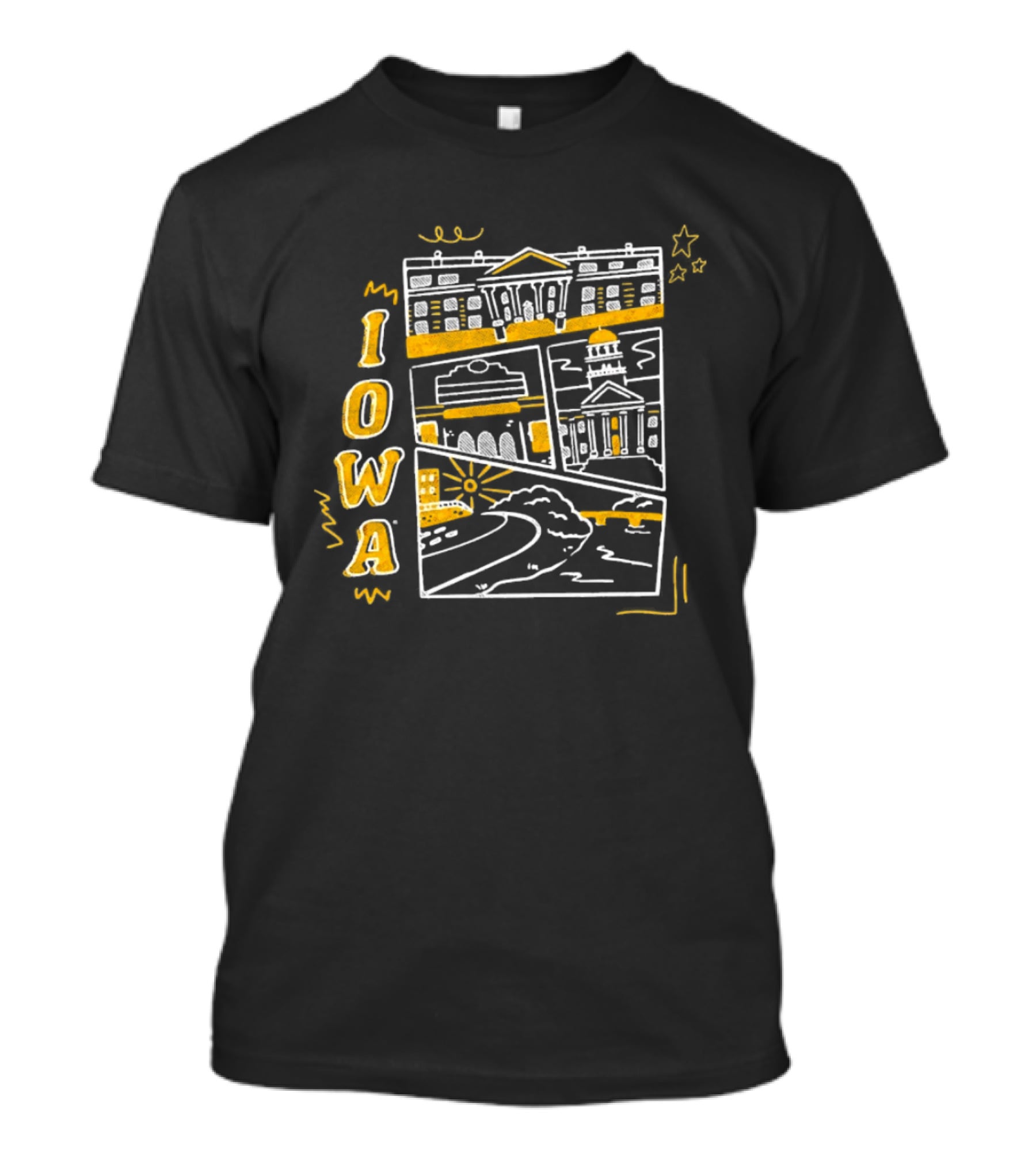 Iowa Hawkeyes Old Capitol Building And Campus Landmarks T-Shirt