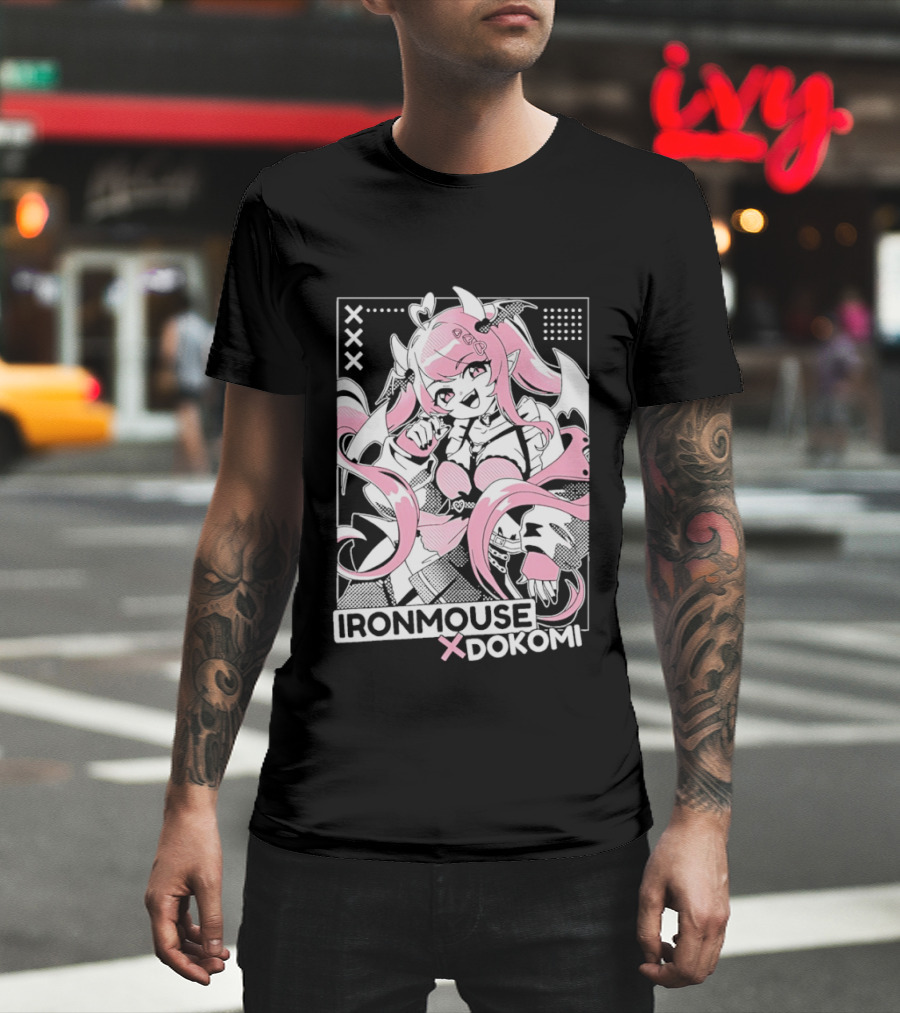 Ironmouse X Dokomi Exclusive Anime Pink Aesthetic T-Shirt
