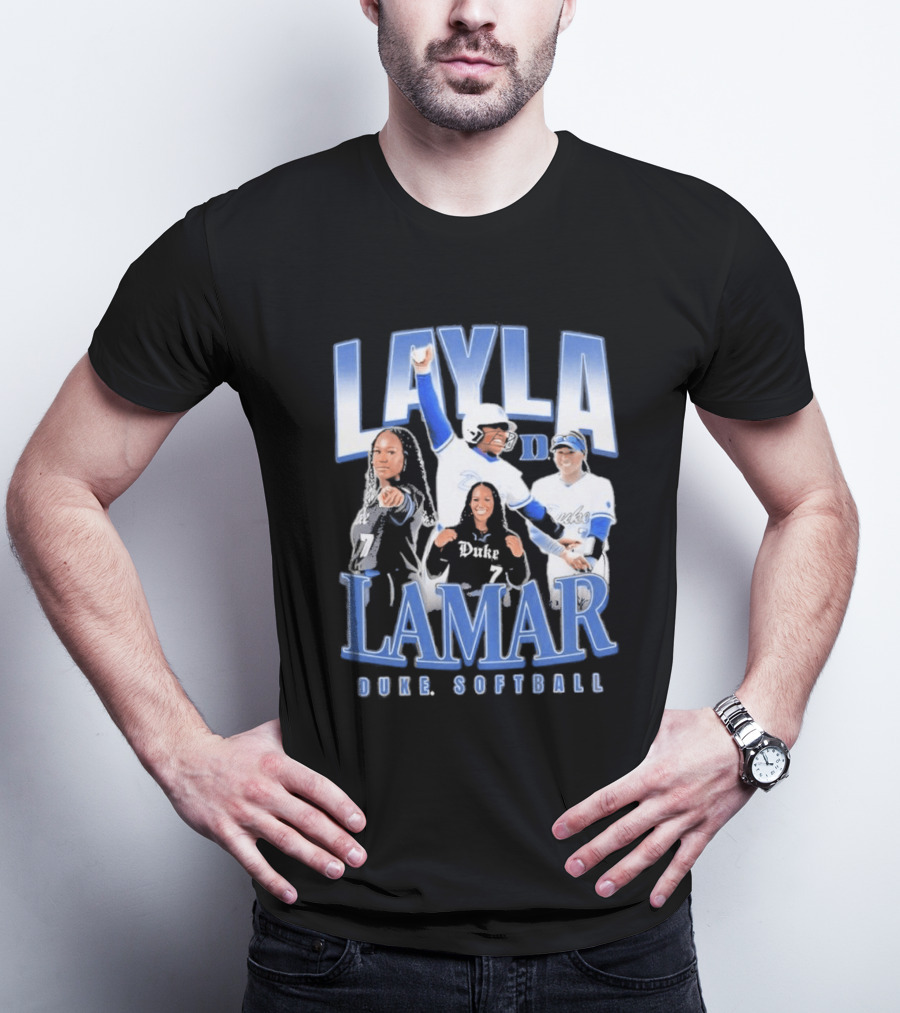 Layla Lamar Duke Blue Devils Softball 90s Baseball Team Celebration T-Shirt