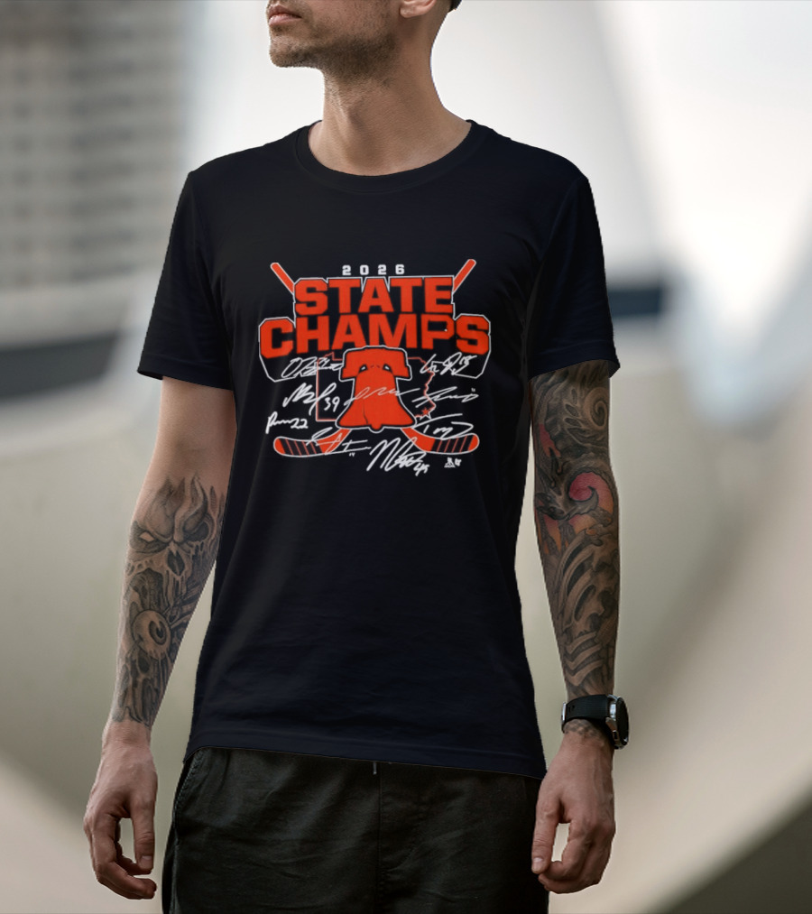 2026 Philadelphia Hockey State Champs Liberty Bell Scored Rink Tribal T-Shirt