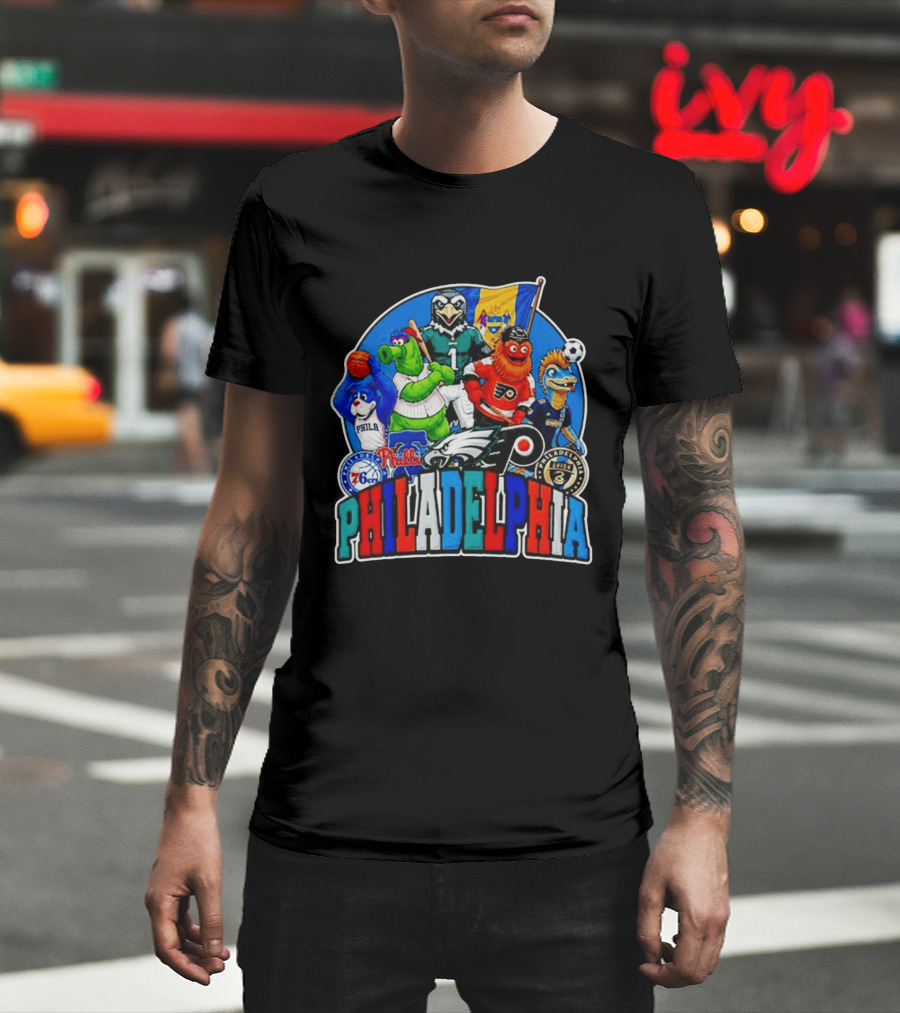 Philadelphia Philly Teams Mascot Eagles Flyers Phillies Sixers Union 76ers T-Shirt