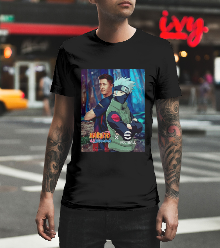 Naruto Shippuden X EFootball Featuring Robert Lewandowski And Kakashi 2026 T-Shirt