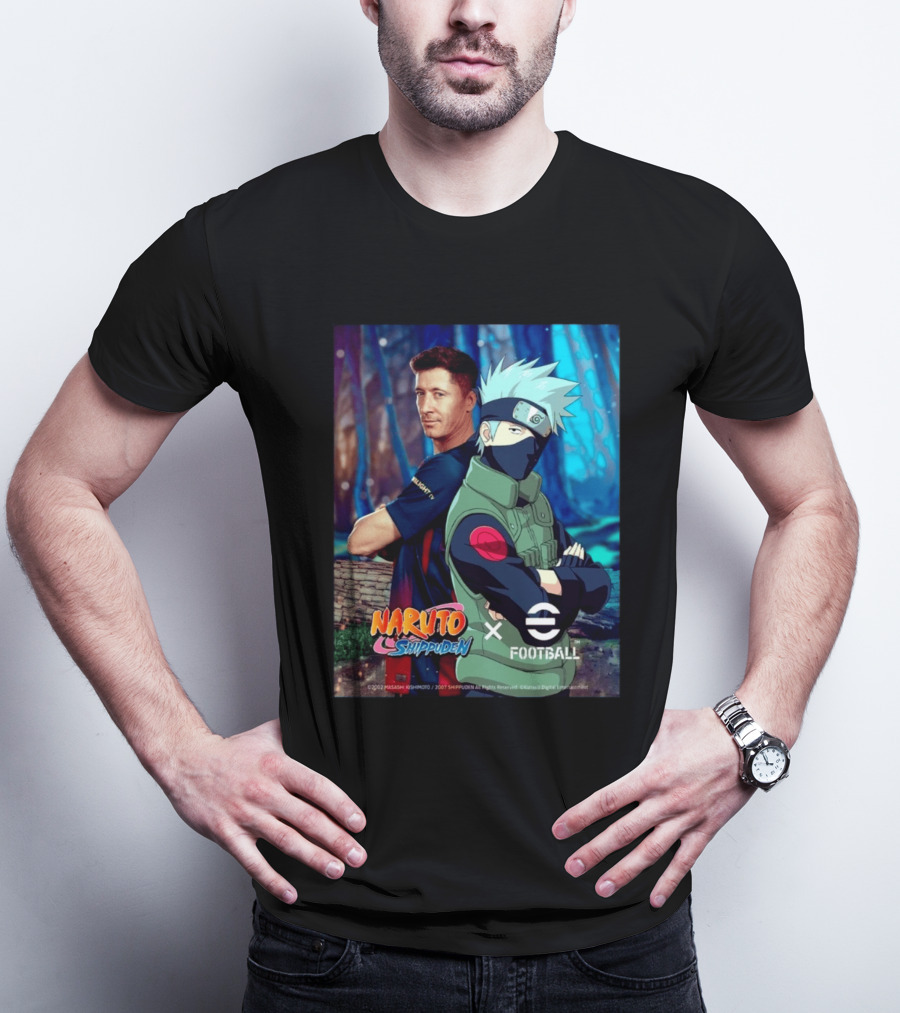 Naruto Shippuden X EFootball Featuring Robert Lewandowski And Kakashi 2026 T-Shirt