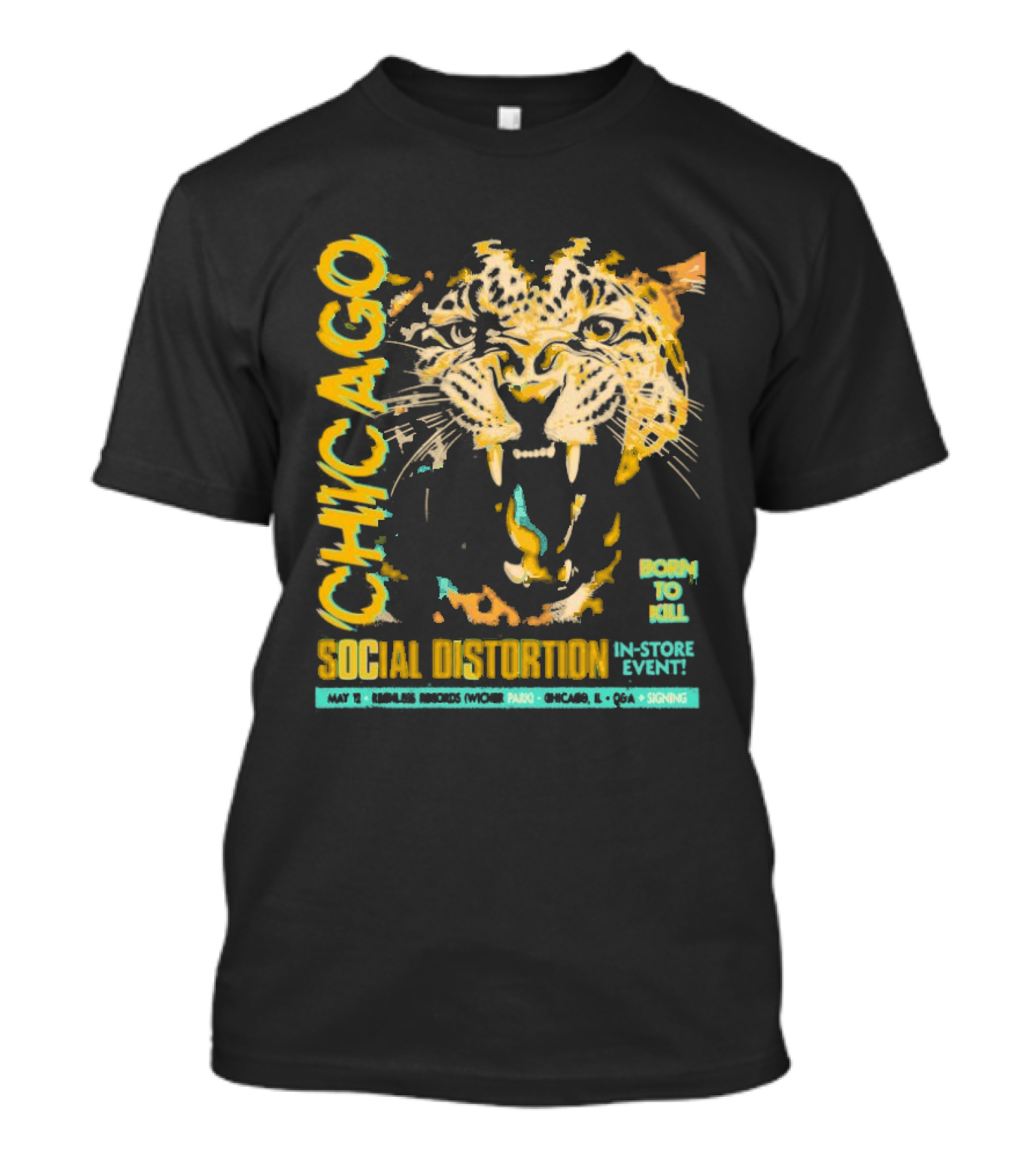 Social Distortion May 12 2025 Chicago IL Born To Kill Tiger T-Shirt