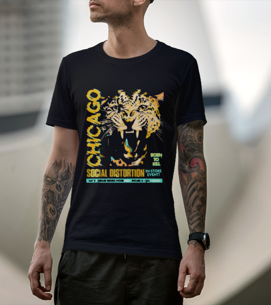Social Distortion May 12 2025 Chicago IL Born To Kill Tiger T-Shirt