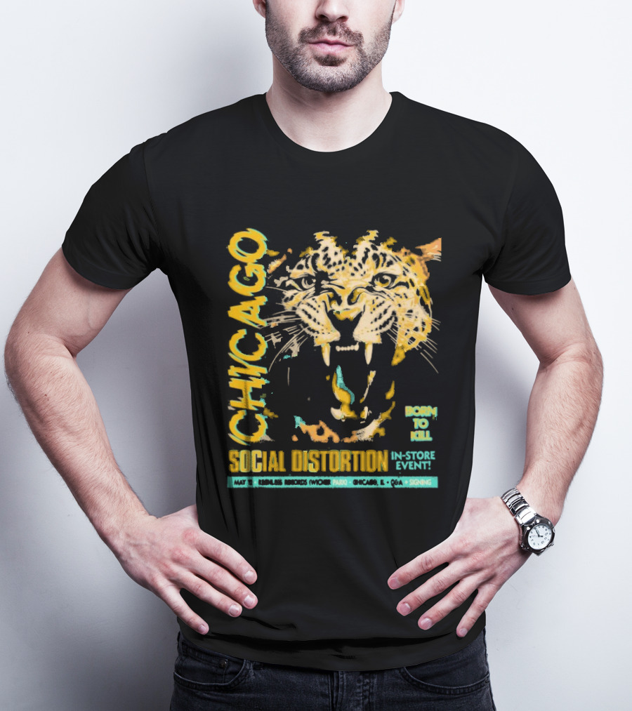 Social Distortion May 12 2025 Chicago IL Born To Kill Tiger T-Shirt