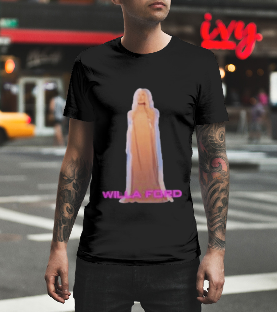 Willa Ford Statue Pink Text Highlighted T-Shirt