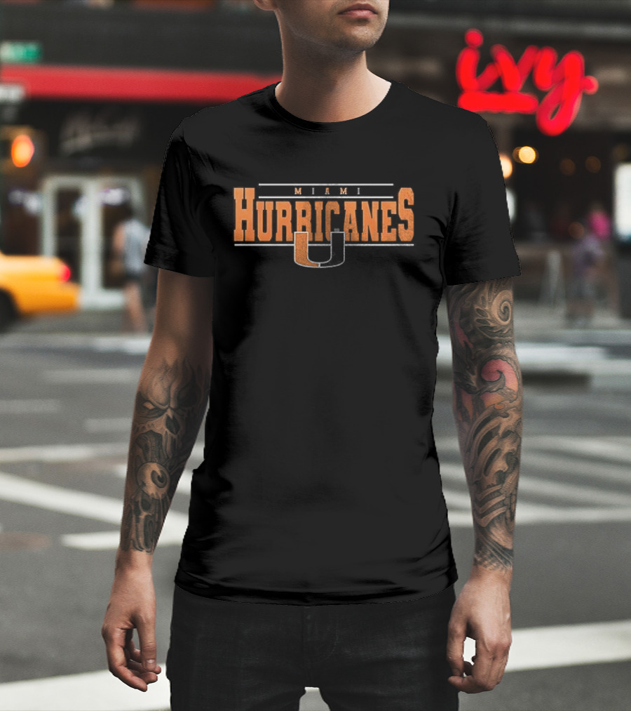 Miami Hurricanes U NCAA Firefighter American Flag T-Shirt