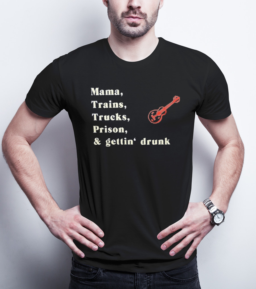 David Allan Coe Mama Trains Trucks Prison Getting Drunk Legend With Guitar T-Shirt