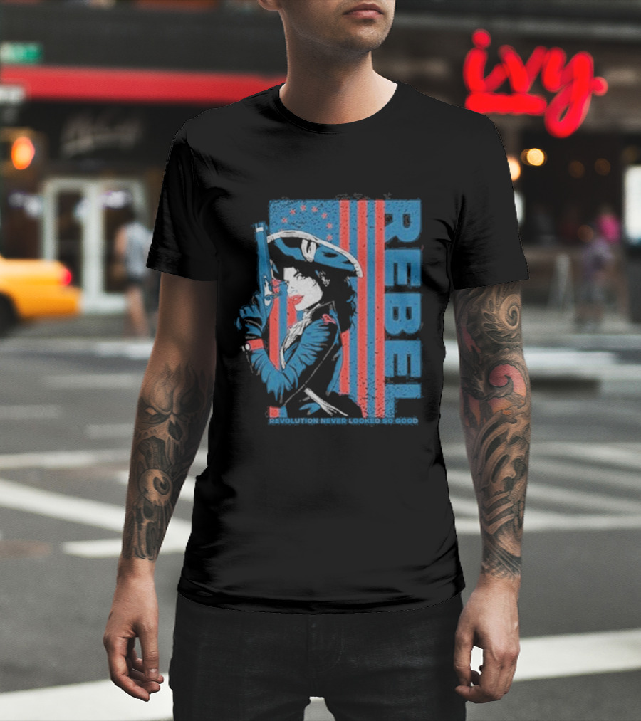 Women's Rebel Revolution Never Looked So Good Slim Fit 2026 American Flag Soldier T-Shirt