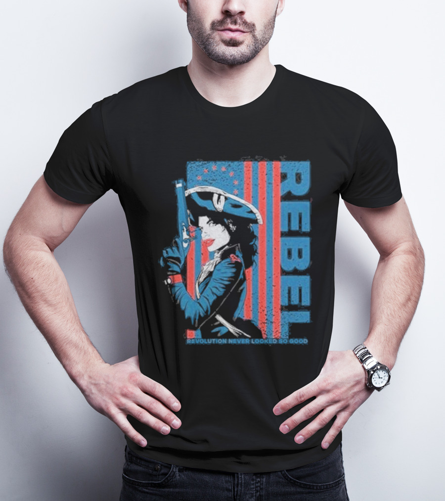 Women's Rebel Revolution Never Looked So Good Slim Fit 2026 American Flag Soldier T-Shirt