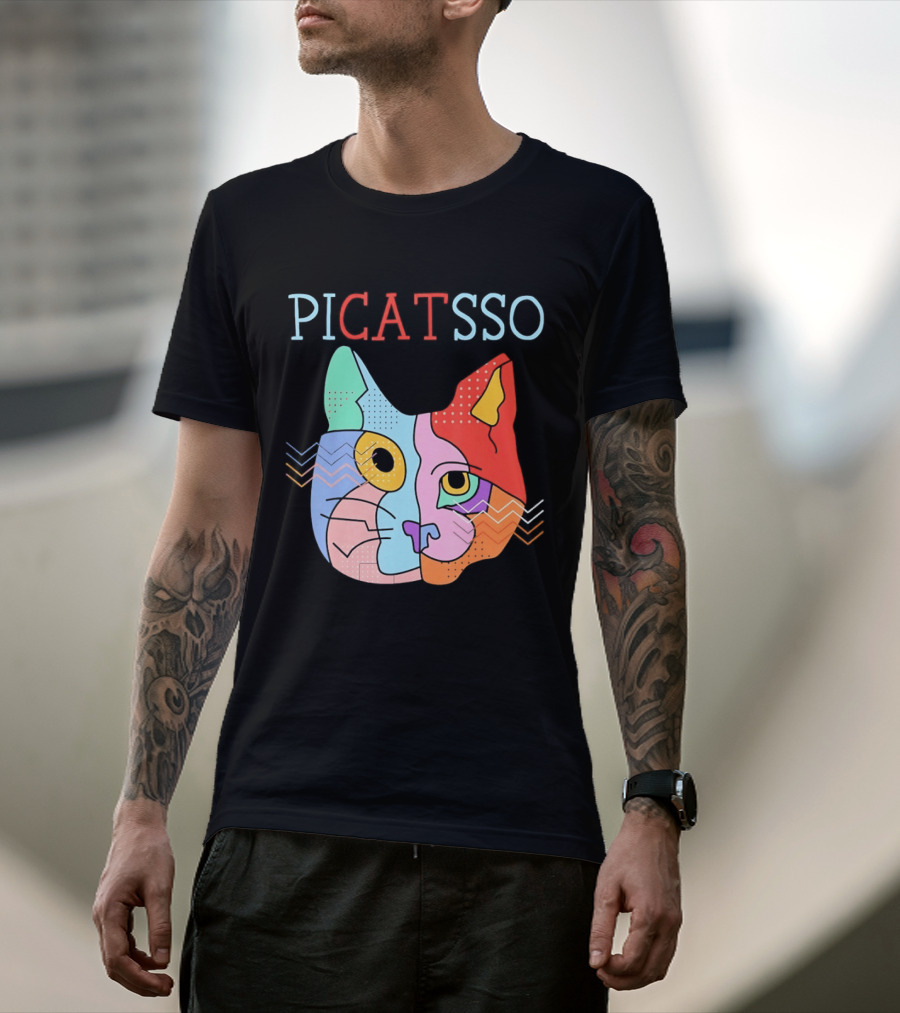 Picatsso Cat Colorful Cubist Style Artistry T-Shirt