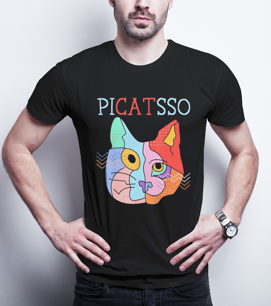 Picatsso Cat Colorful Cubist Style Artistry T-Shirt