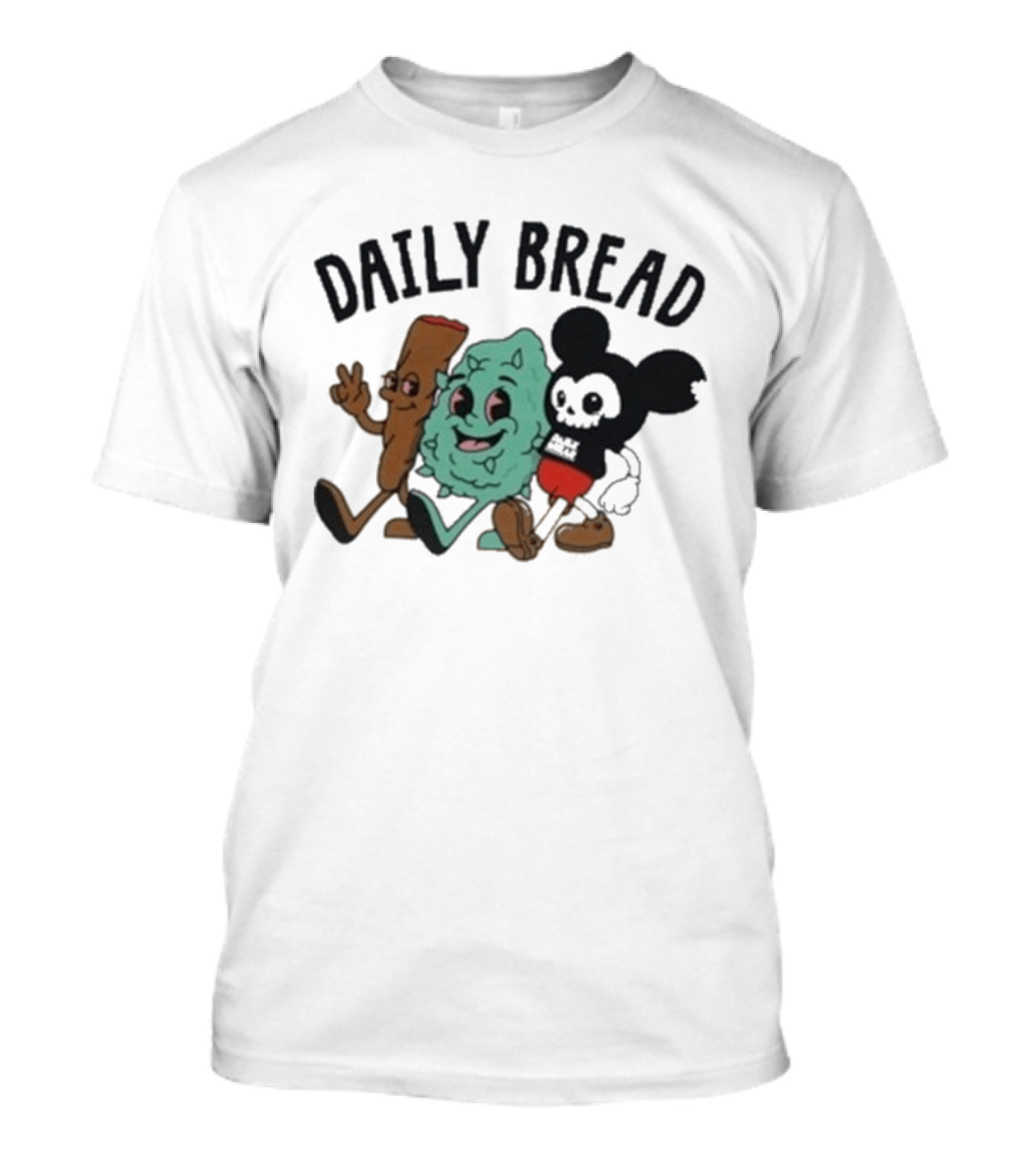 Daily Bread 420 Heavyweight Cartoon Characters Walking Trio T-Shirt
