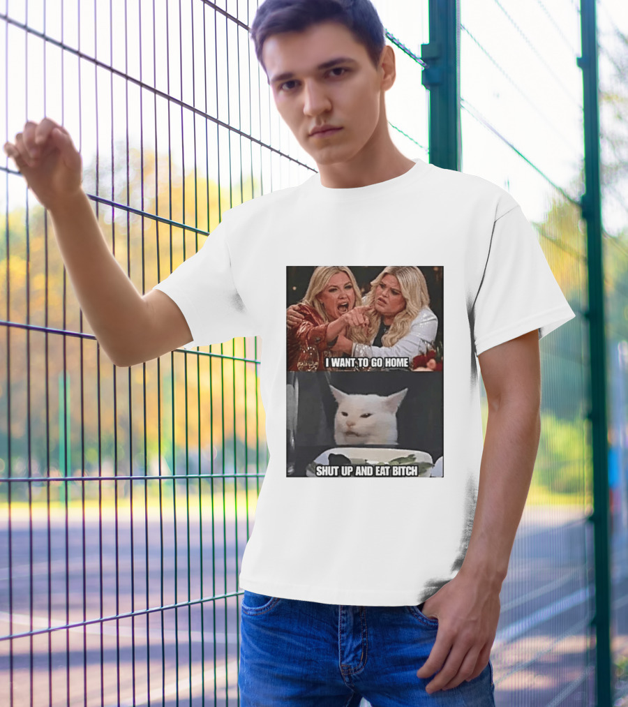 I Want To Go Home Smudge The Cat Meme Shut Up And Eat T-Shirt