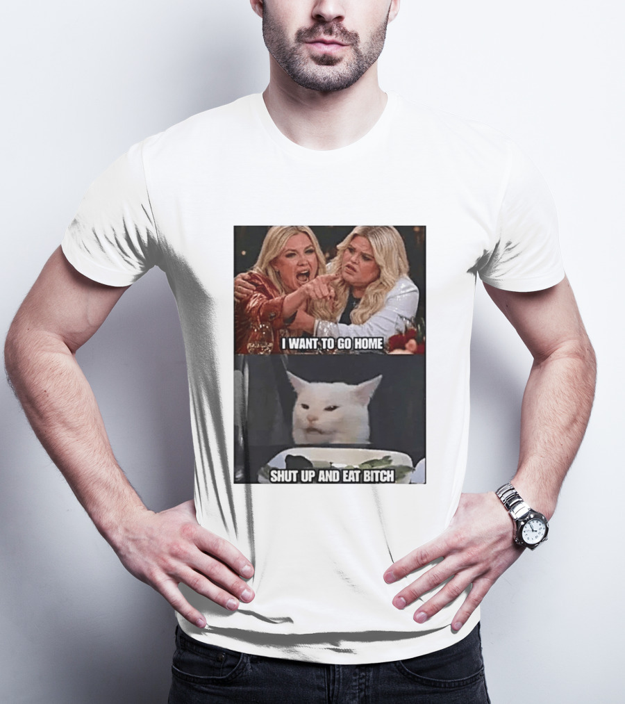 I Want To Go Home Smudge The Cat Meme Shut Up And Eat T-Shirt