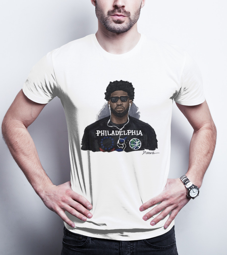 Philadelphia Basketball Sixers Joel Embiid Artwork By D. Sarana T-Shirt