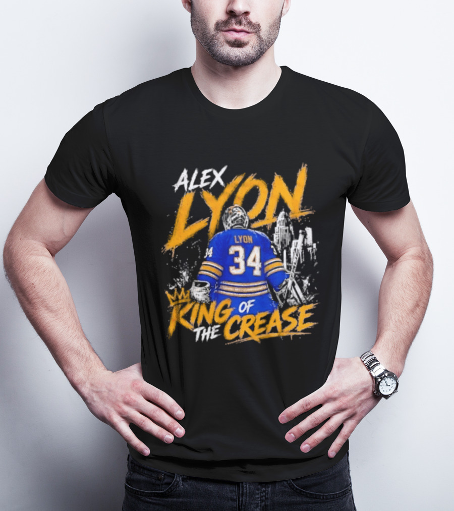 Alex Lyon 34 King Of The Crease Sabres T-Shirt