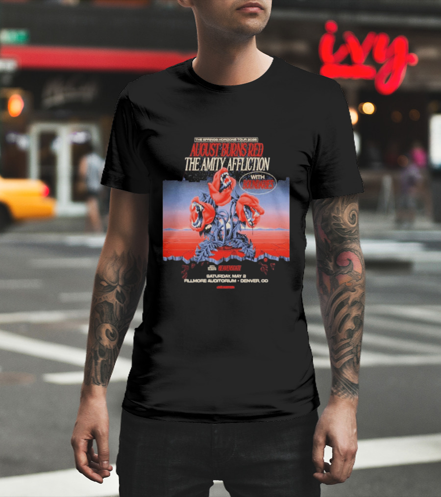 The Springs Horizon Tour 2026 August Burns Red The Amity Affliction Fit For A King Boulder Theater Denver CO May 2nd T-Shirt