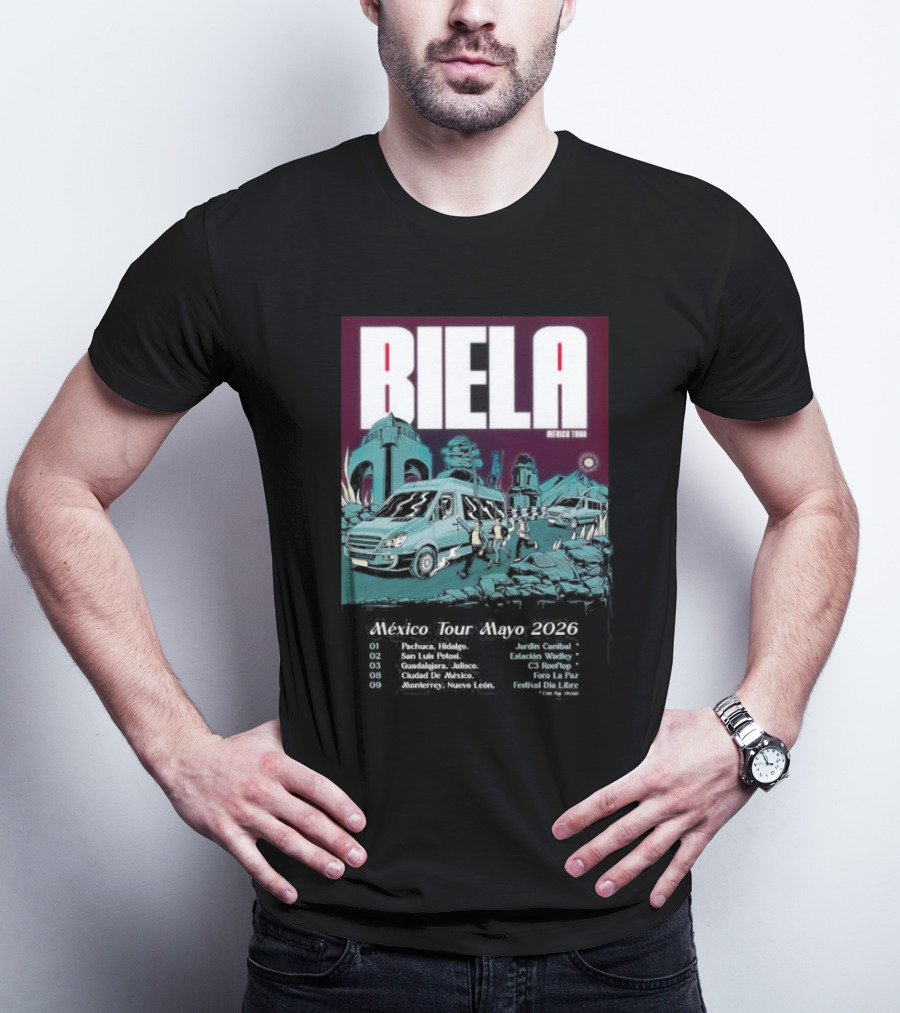 Biela Mexico Tour Mayo 2026 Monterrey Guadalajara Ciudad De Mexico T-Shirt