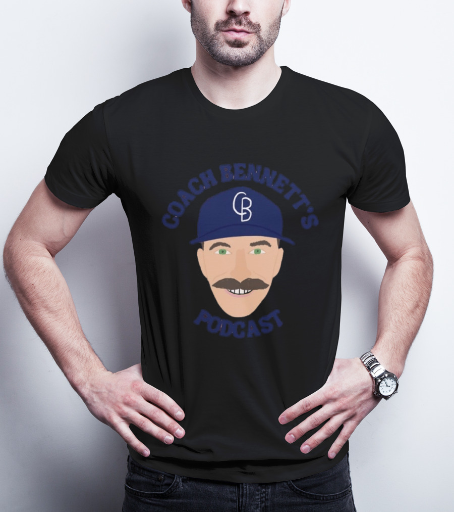 Coach Bennett's Podcast CB Hat Mustache Face T-Shirt