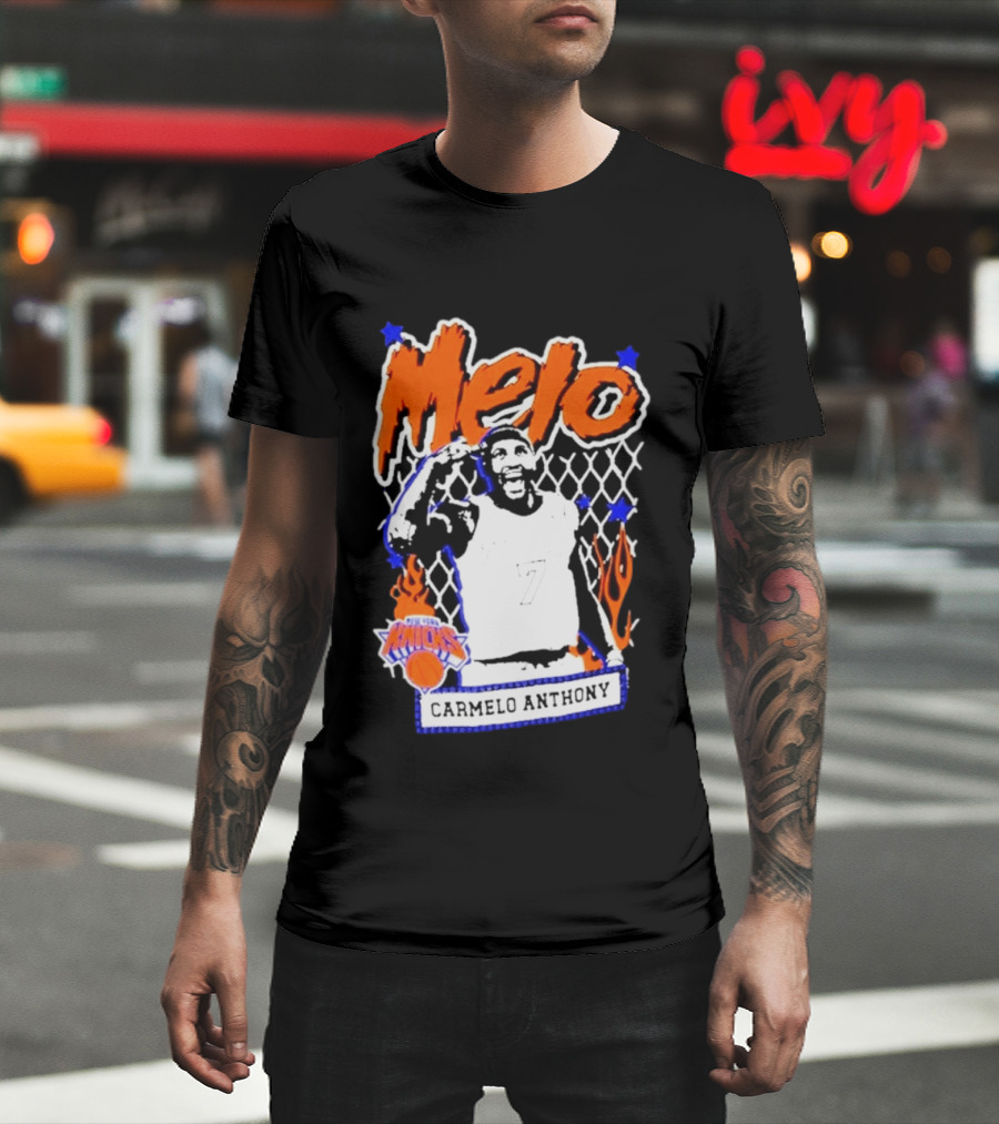 Melo Carmelo Anthony New York Knicks NBA Street Player Mitchell Ness T-Shirt