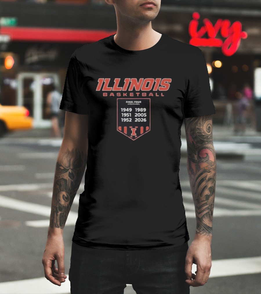 Illinois Basketball Final Four Appearances 1949 1951 1952 1989 2005 2026 Banner T-Shirt